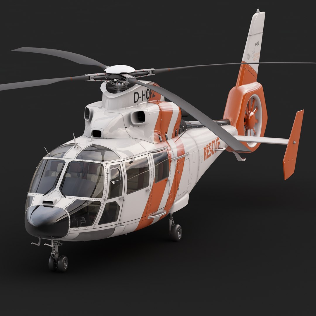 3d Model Of Eurocopter 365 Offshore Rescue Helicopter
