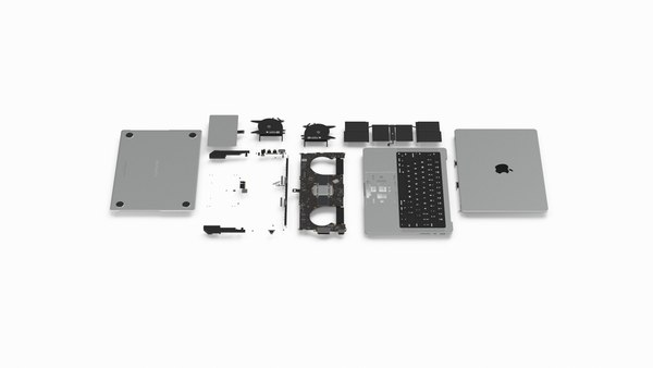 3D модель MacBook Pro 14 M2 с детализированной внутренней структурой ...