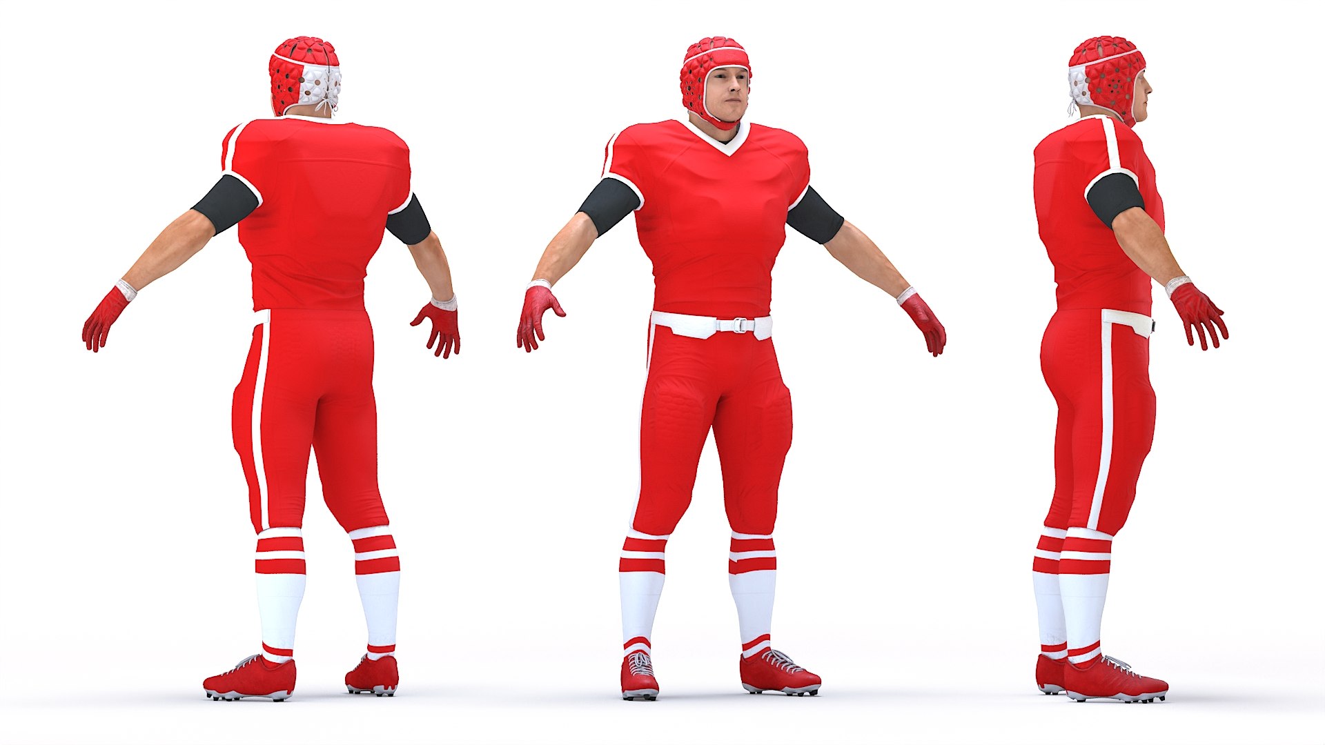 3D Uniform Football Player With Rugby Helmet Headguard Rigged For Maya ...