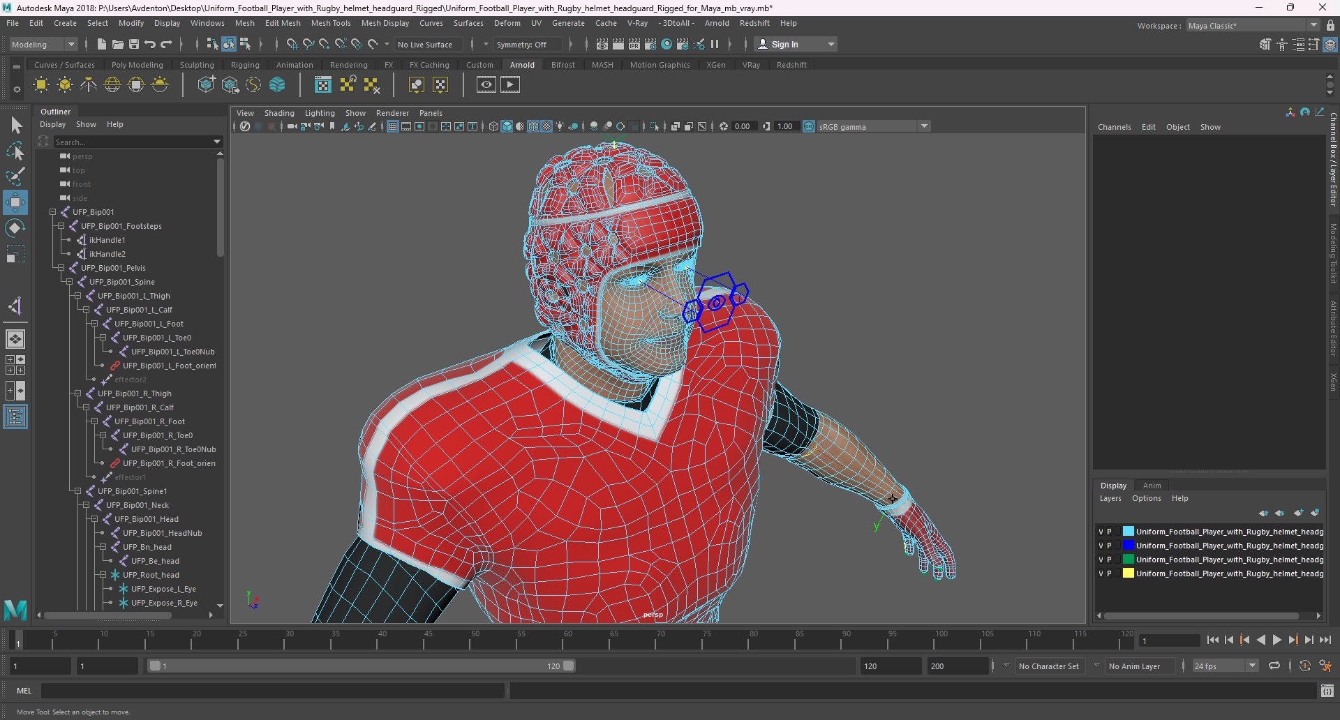 3D Uniform Football Player With Rugby Helmet Headguard Rigged For Maya ...