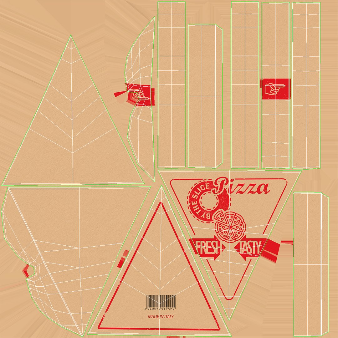 Triangle Craft Paper Pizza Packaging Box Model - TurboSquid 2157613