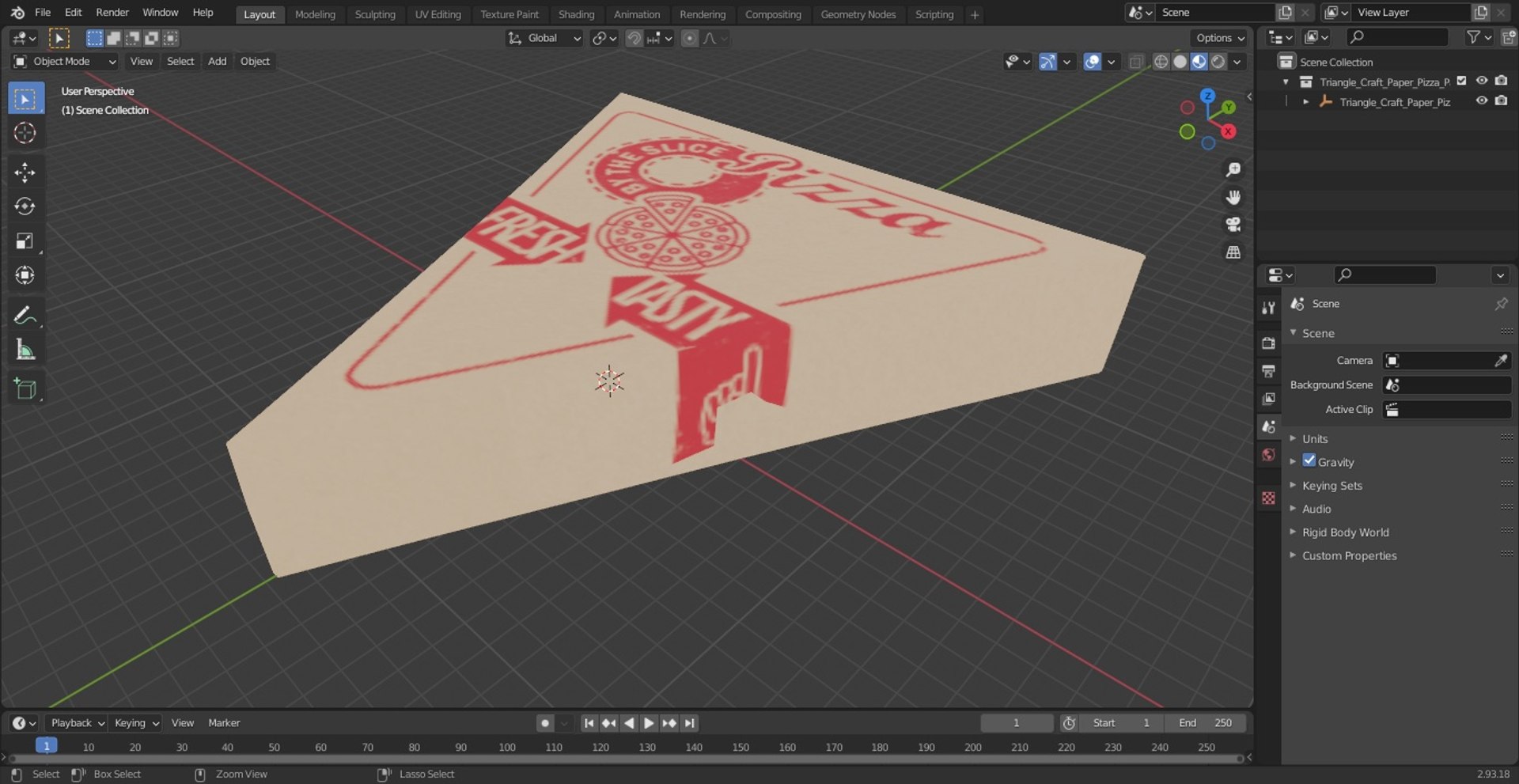 Triangle Craft Paper Pizza Packaging Box Model - TurboSquid 2157613