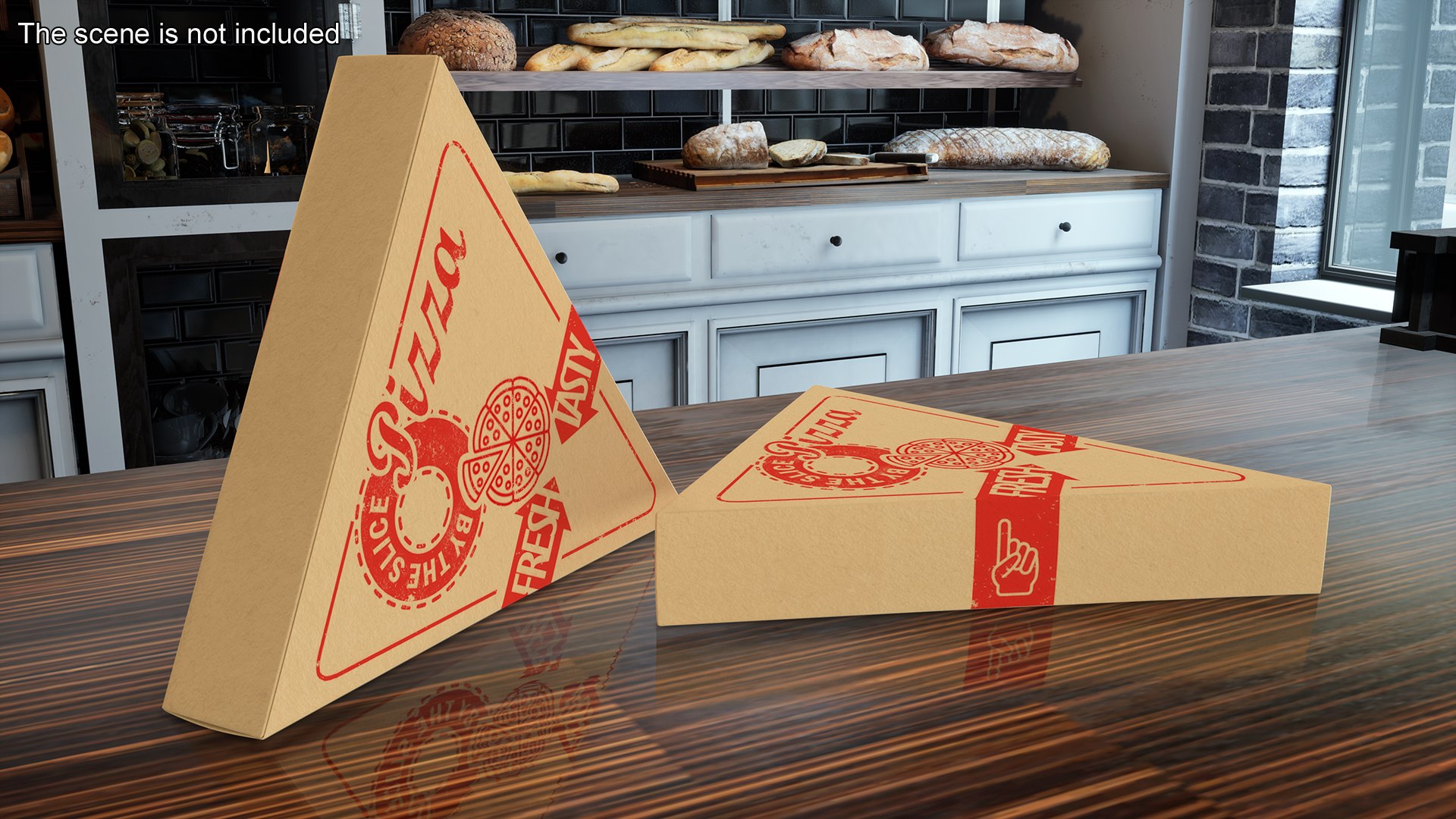 Triangle Craft Paper Pizza Packaging Box Model - TurboSquid 2157613