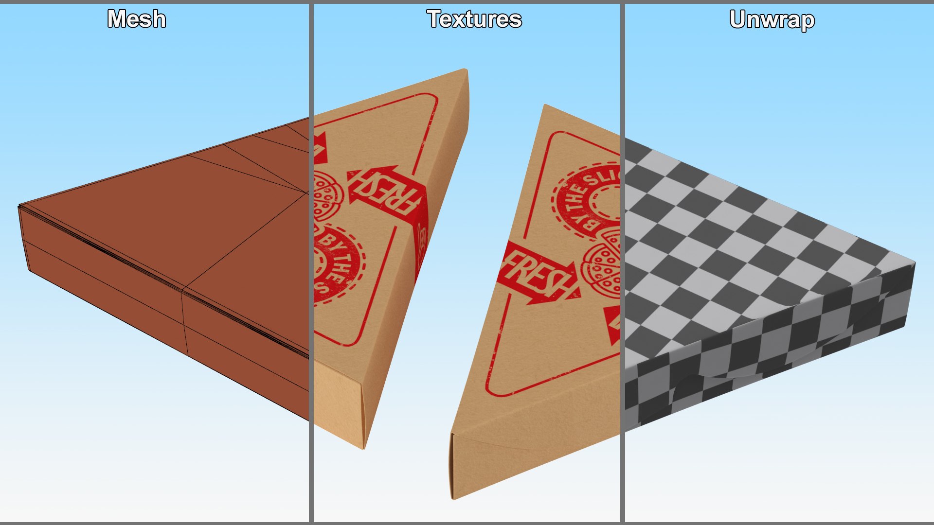 Triangle Craft Paper Pizza Packaging Box Model - TurboSquid 2157613