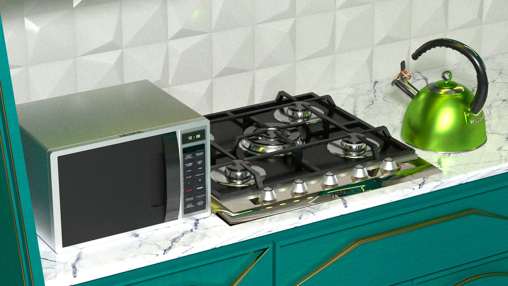 3D A Set Of Kitchen Equipment With Furniture For Small Kitchens Model ...