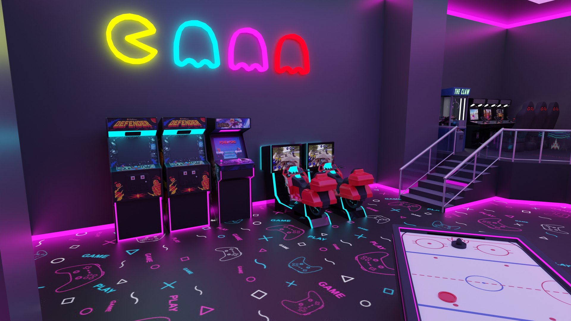 Arcade Game Hall 3D Model - TurboSquid 1927140