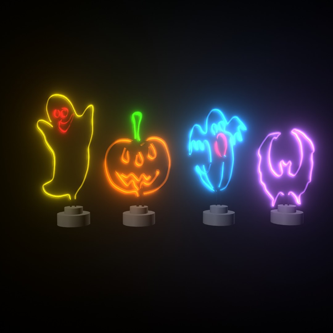3D Halloween Decorations Neon Light - TurboSquid 1150721