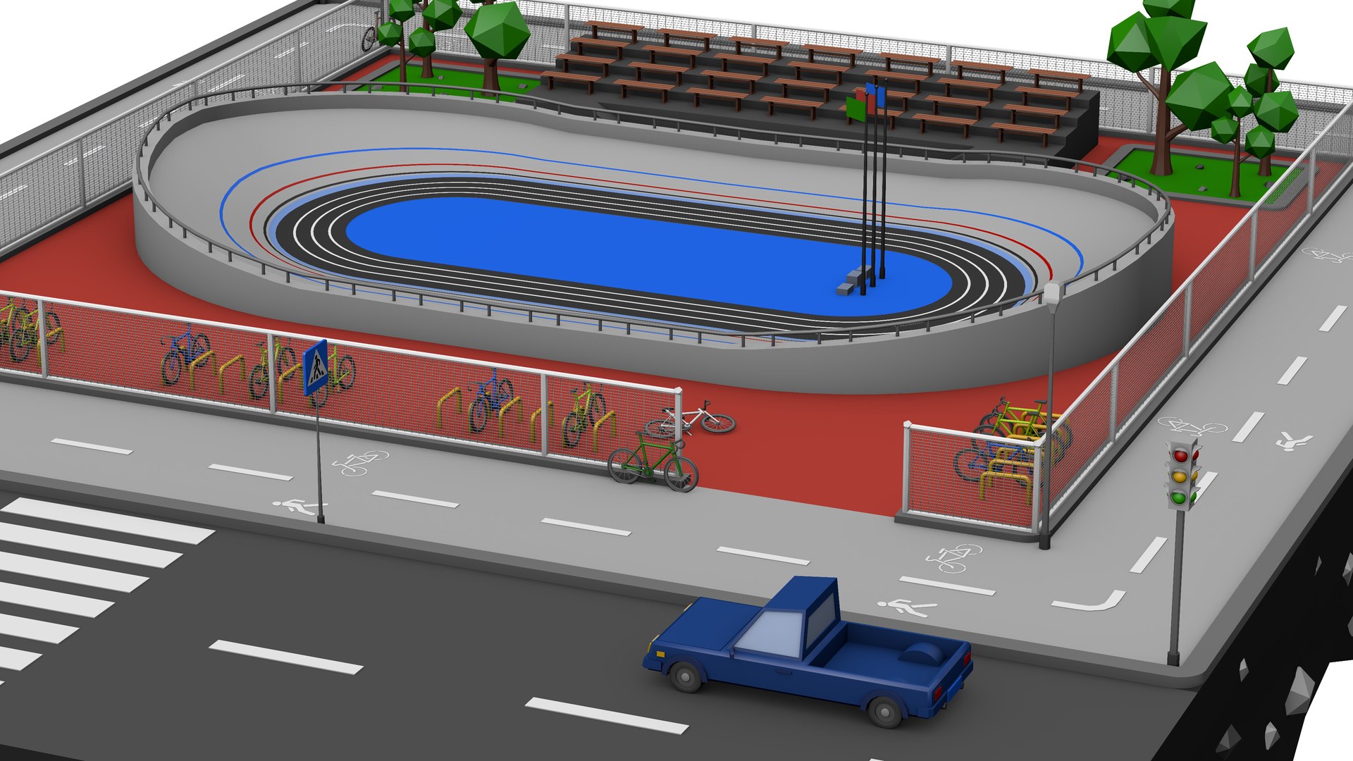 3D Velodrome Cycling Track Low Poly Model - TurboSquid 1899037