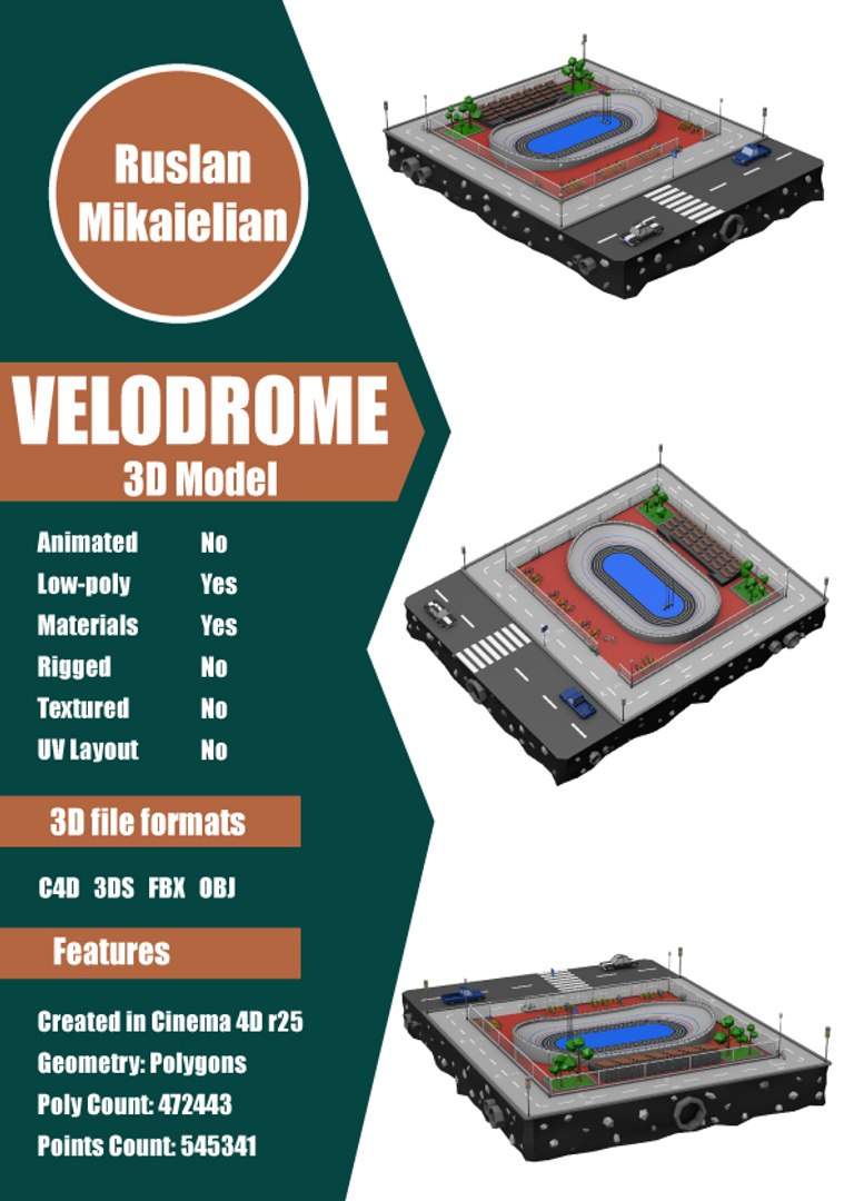 3D Velodrome Cycling Track Low Poly Model - TurboSquid 1899037