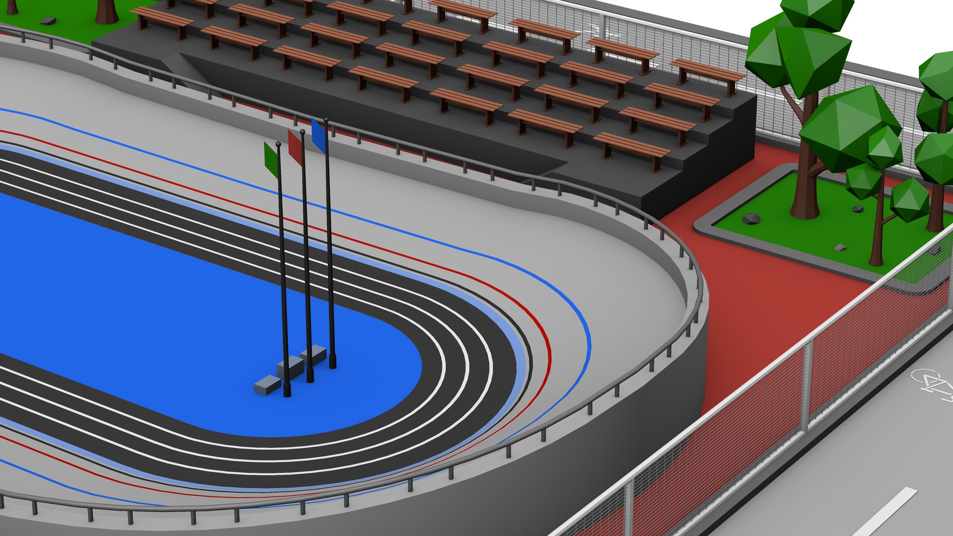 3D Velodrome Cycling Track Low Poly Model - TurboSquid 1899037