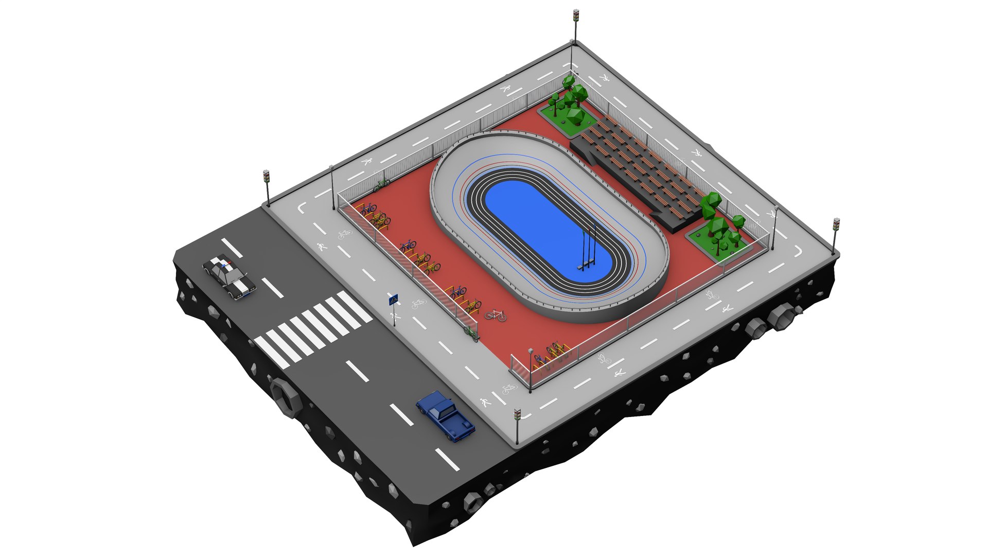 3D Velodrome Cycling Track Low Poly Model - TurboSquid 1899037