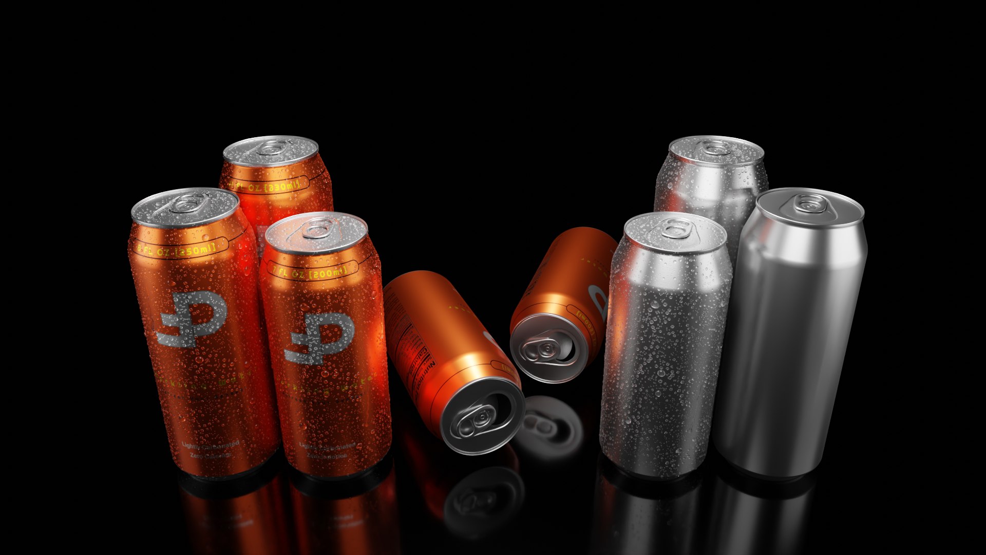 Sleek Beverage Cans Set Open And Closed Tabs With Droplets 3D ...