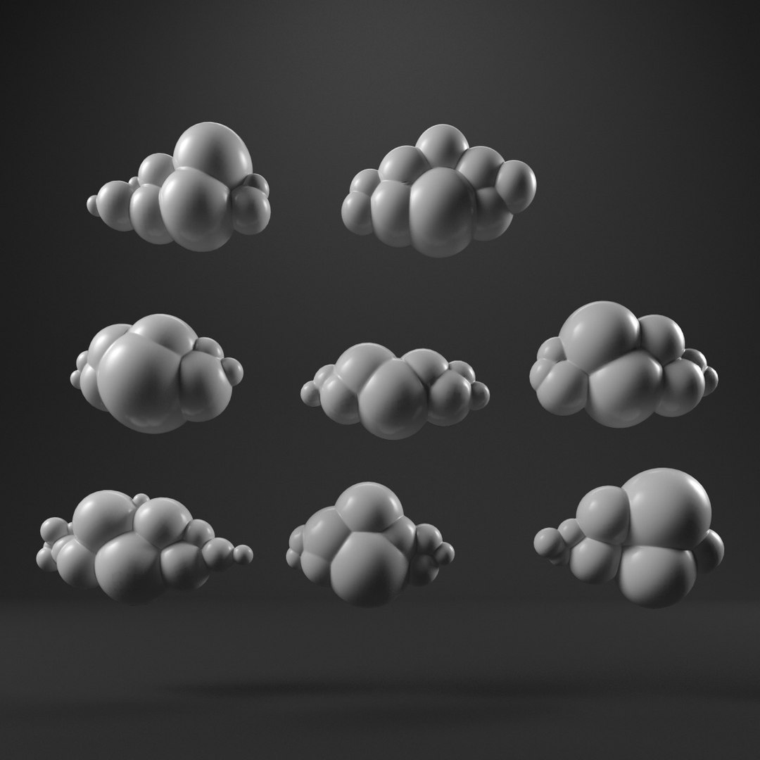3d Model Cartoon Clouds