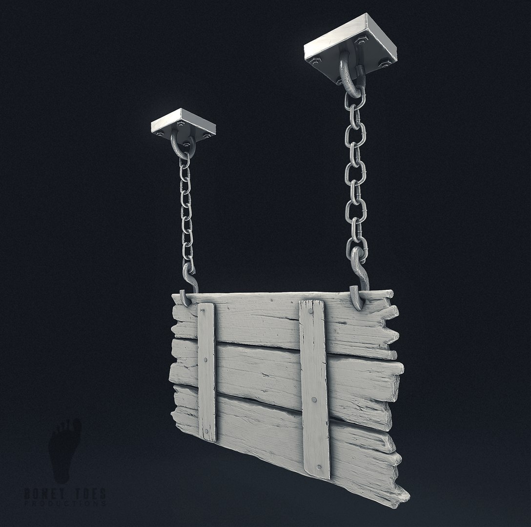 3D Wooden Sign Model - TurboSquid 1243692