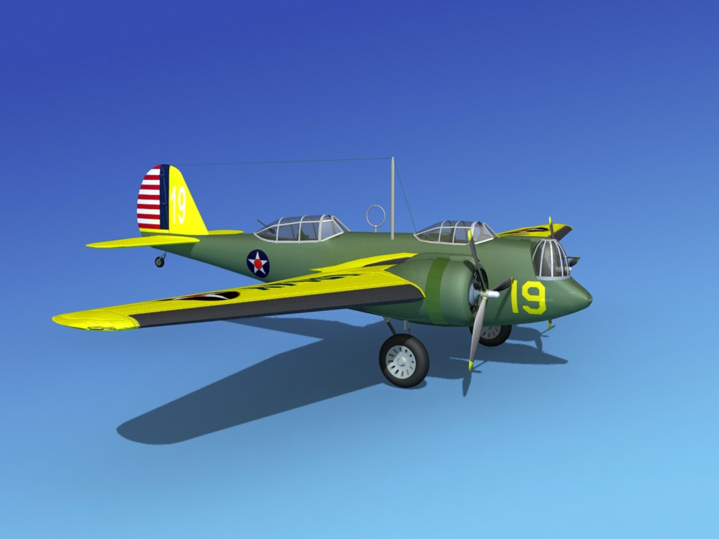 Propellers Martin B-10 Bomber 3d Model