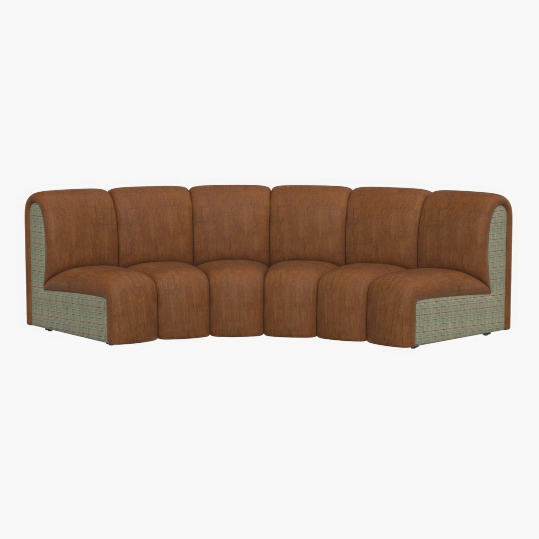 Infinity Cognac Velvet Modular Sectional Sofa 3D Model - TurboSquid 2120183