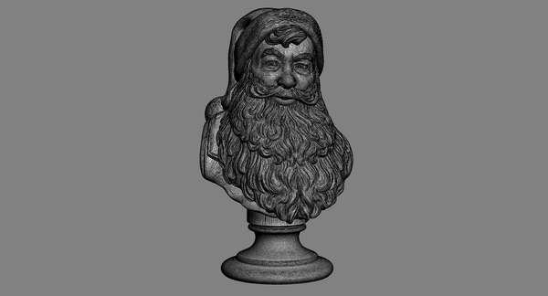 santa claus bust sculpture obj