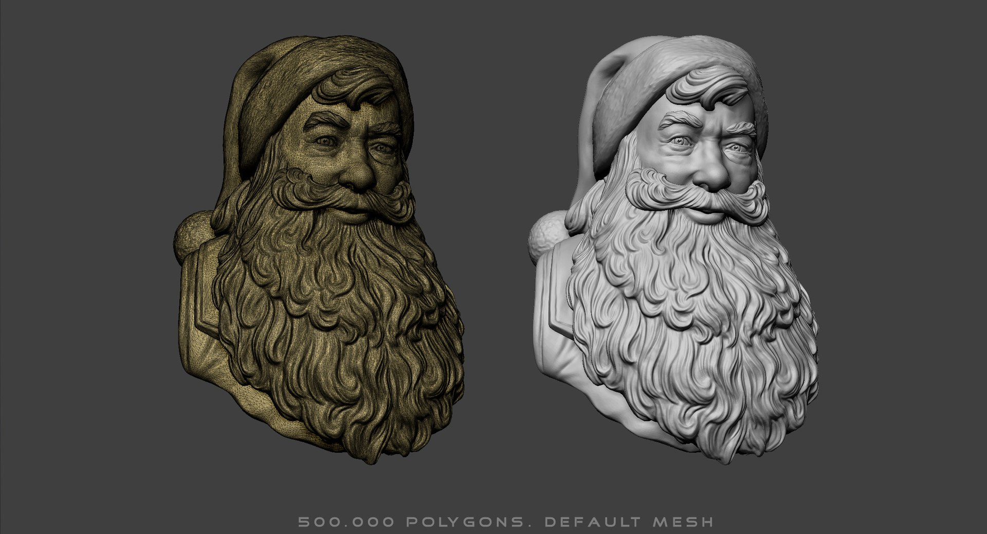 Santa Claus Bust Sculpture Obj