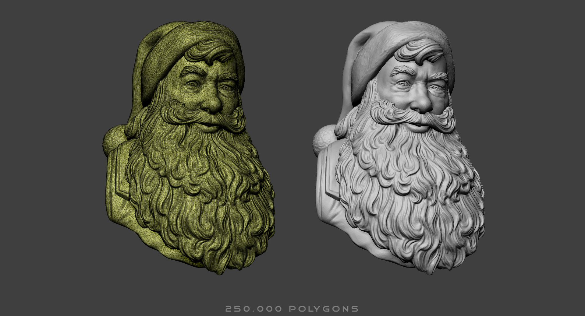 santa claus bust sculpture obj