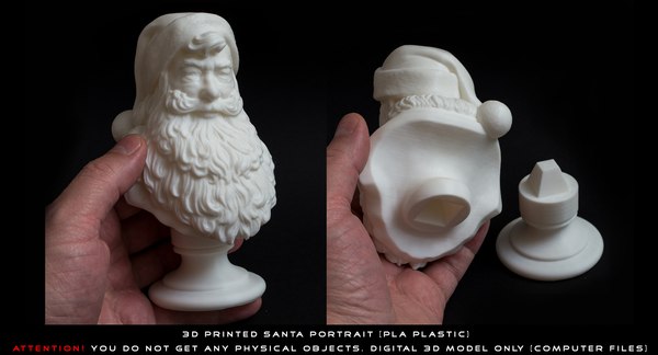 santa claus bust sculpture obj