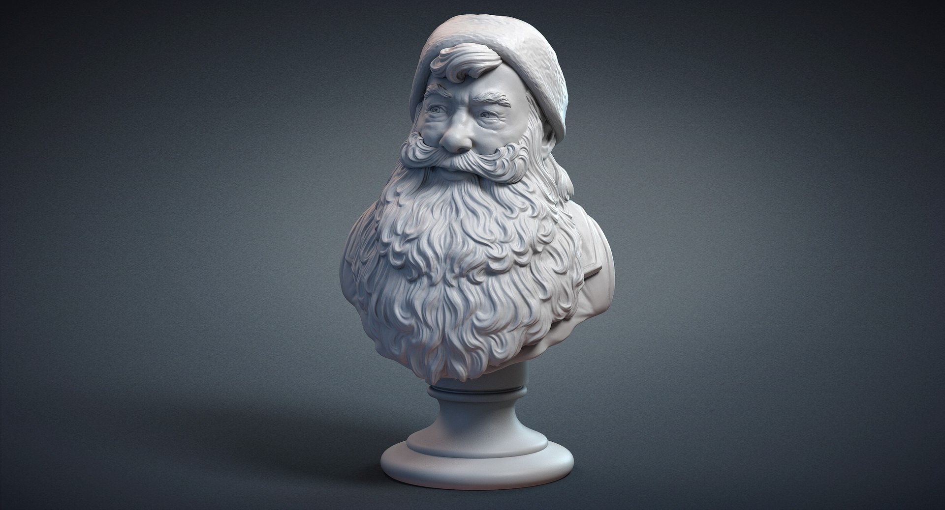 Santa Claus Bust Sculpture Obj