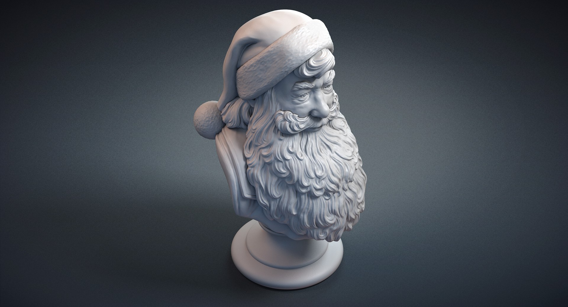 Santa Claus Bust Sculpture Obj