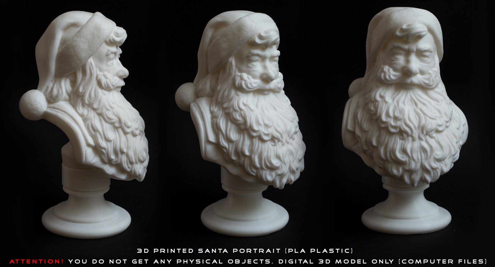 Santa Claus Bust Sculpture Obj