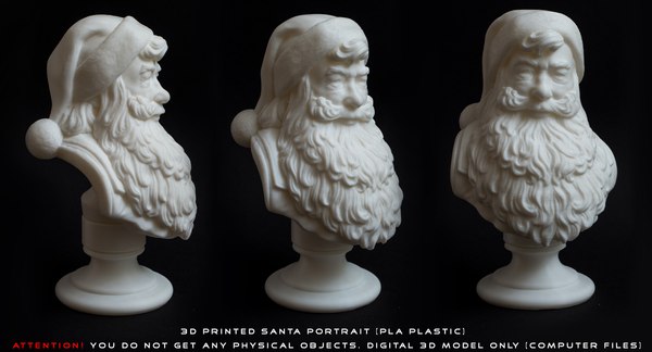 santa claus bust sculpture obj