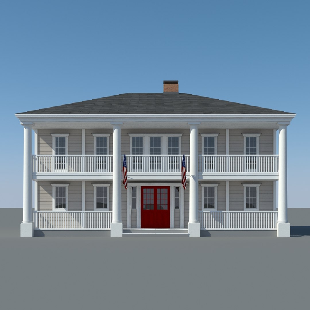 3d Colonial Houses Model
