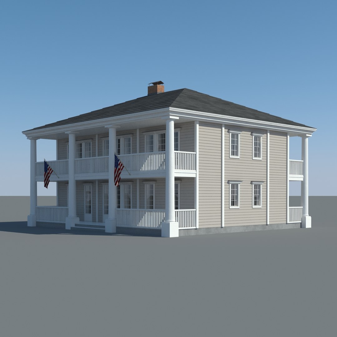 3d Colonial Houses Model