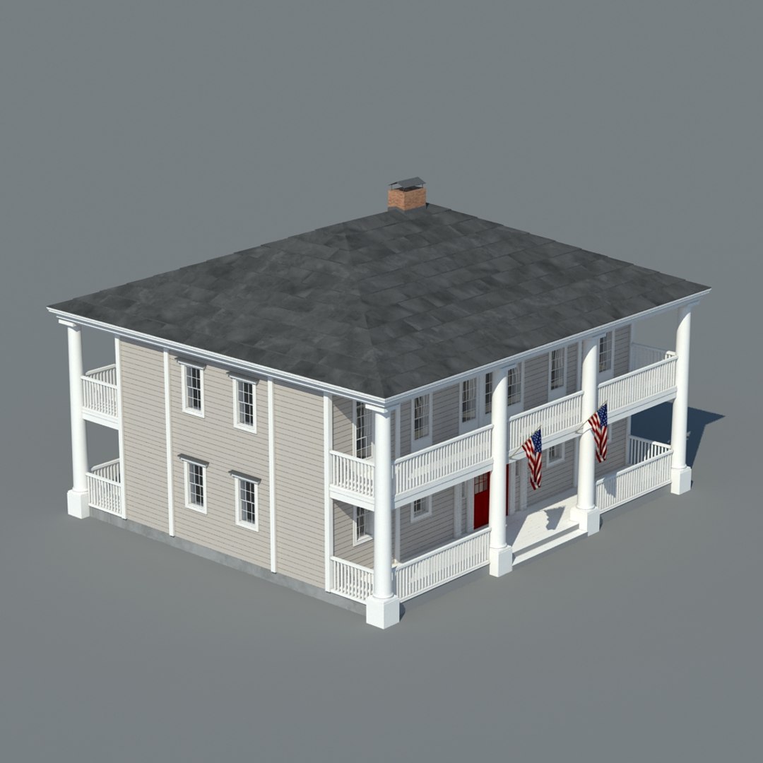 3d Colonial Houses Model