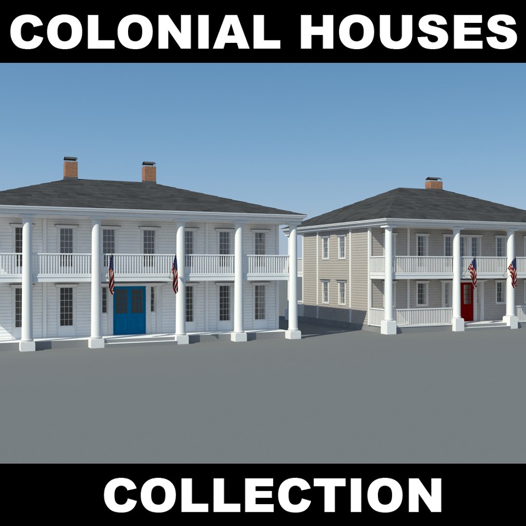 3d Colonial Houses Model
