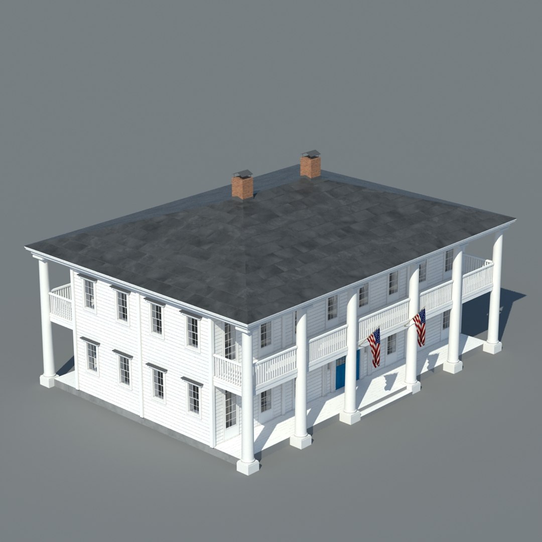 3d Colonial Houses Model