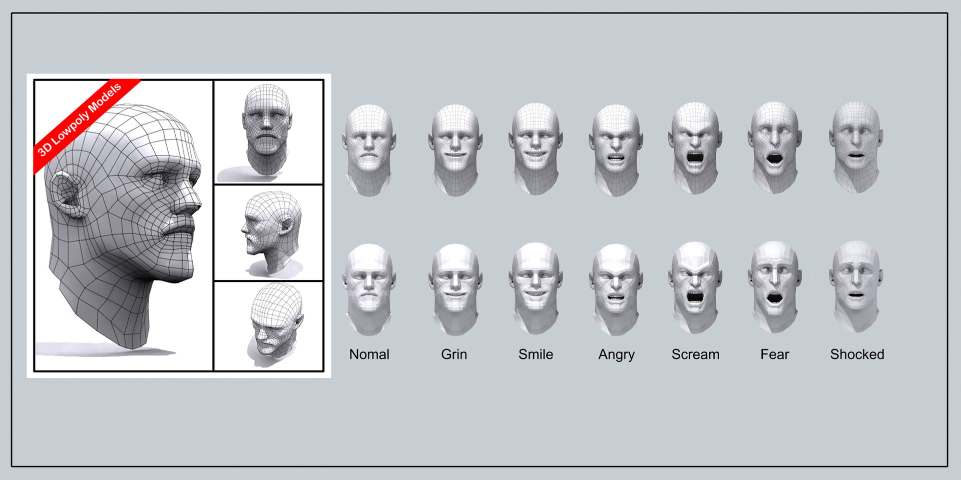 3d Realistic Male Head - Model