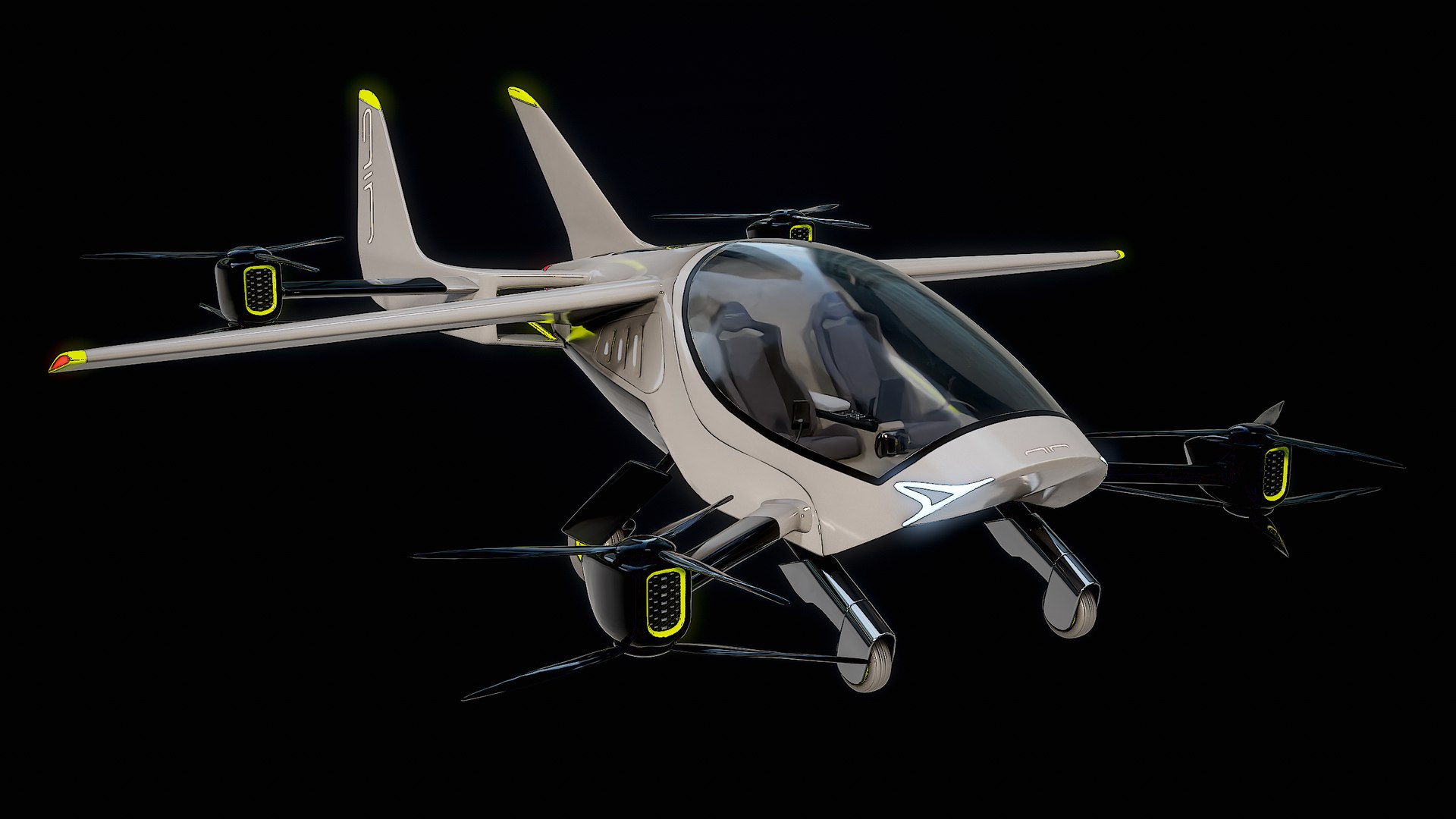 3D Flying Car eVTOL Air One Black PBR - TurboSquid 2059936