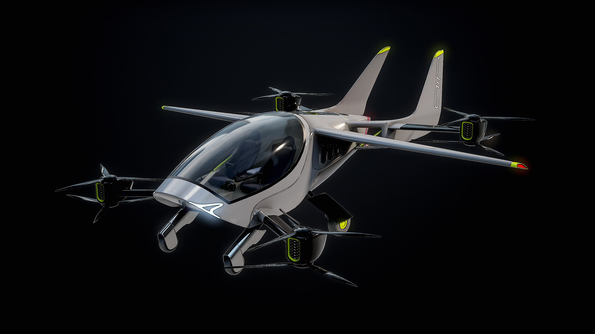3D Flying Car eVTOL Air One Black PBR - TurboSquid 2059936