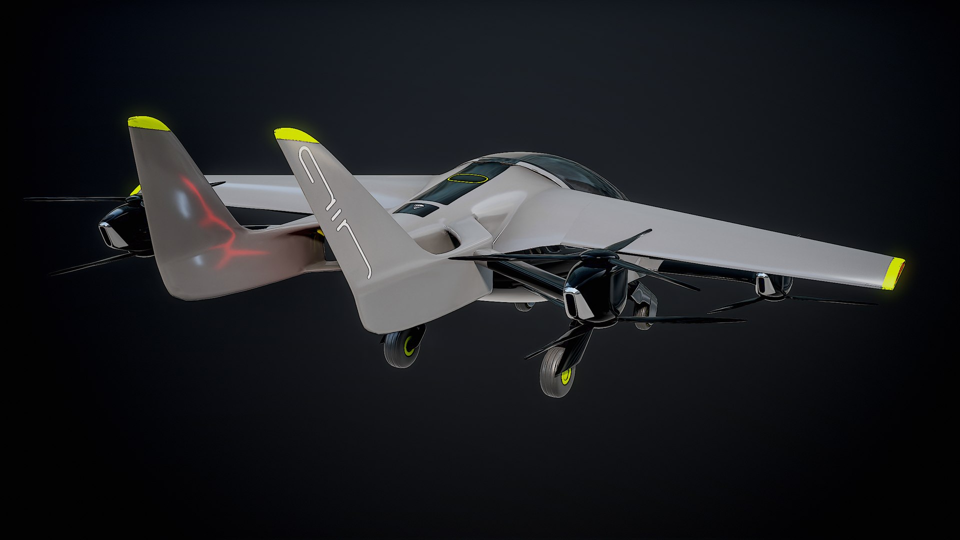 3D Flying Car eVTOL Air One Black PBR - TurboSquid 2059936