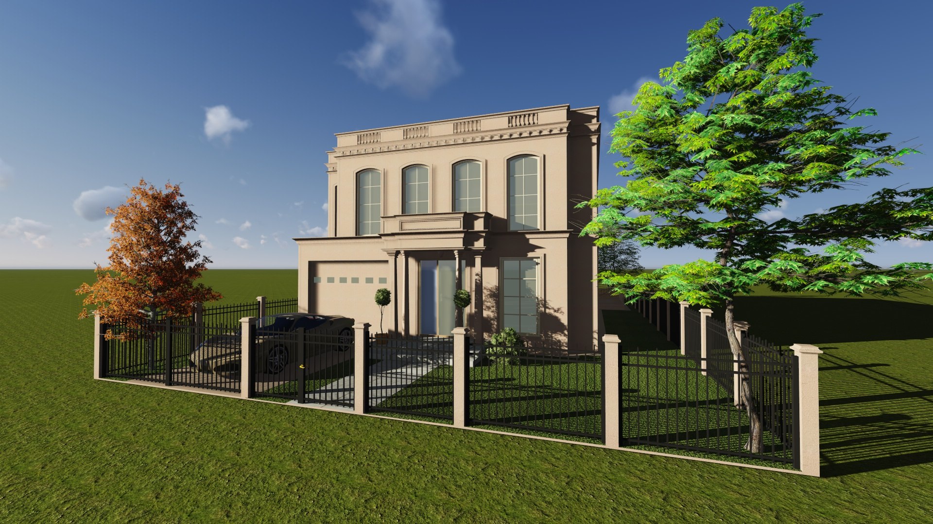 residential house classical elements 3d model