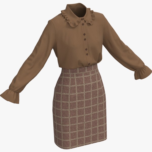 Ruffled Bell-Sleeve Blouse 3D model - TurboSquid 1865998