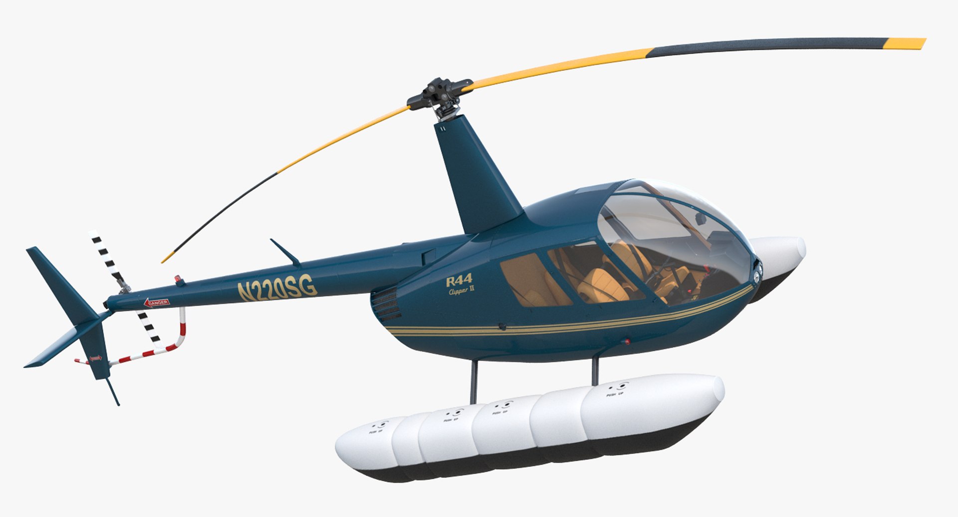 Helicopter Robinson R44 Floats 3d Model