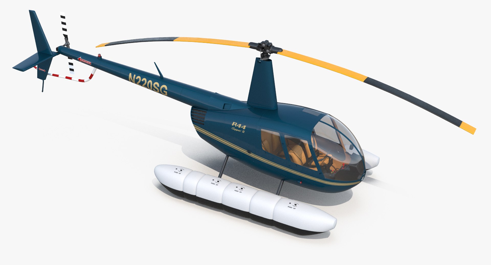 Helicopter Robinson R44 Floats 3d Model