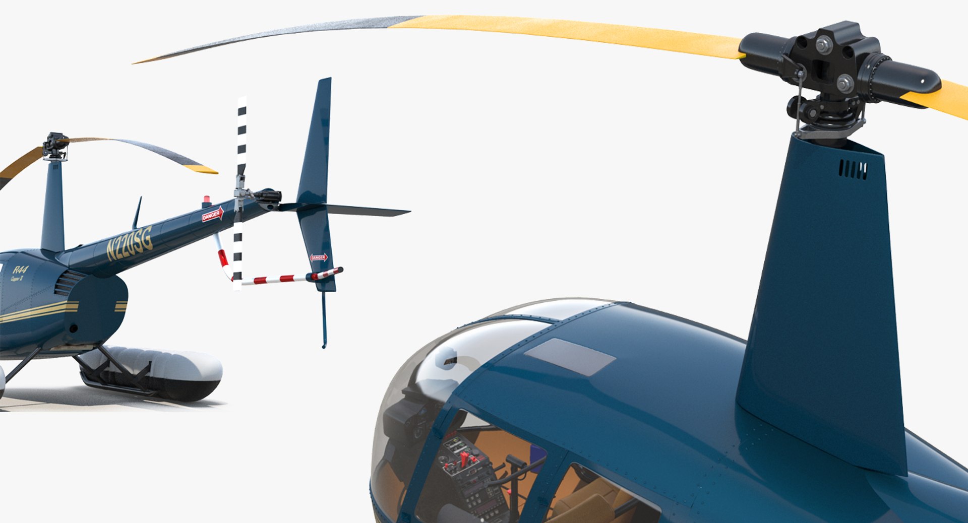 Helicopter Robinson R44 Floats 3d Model