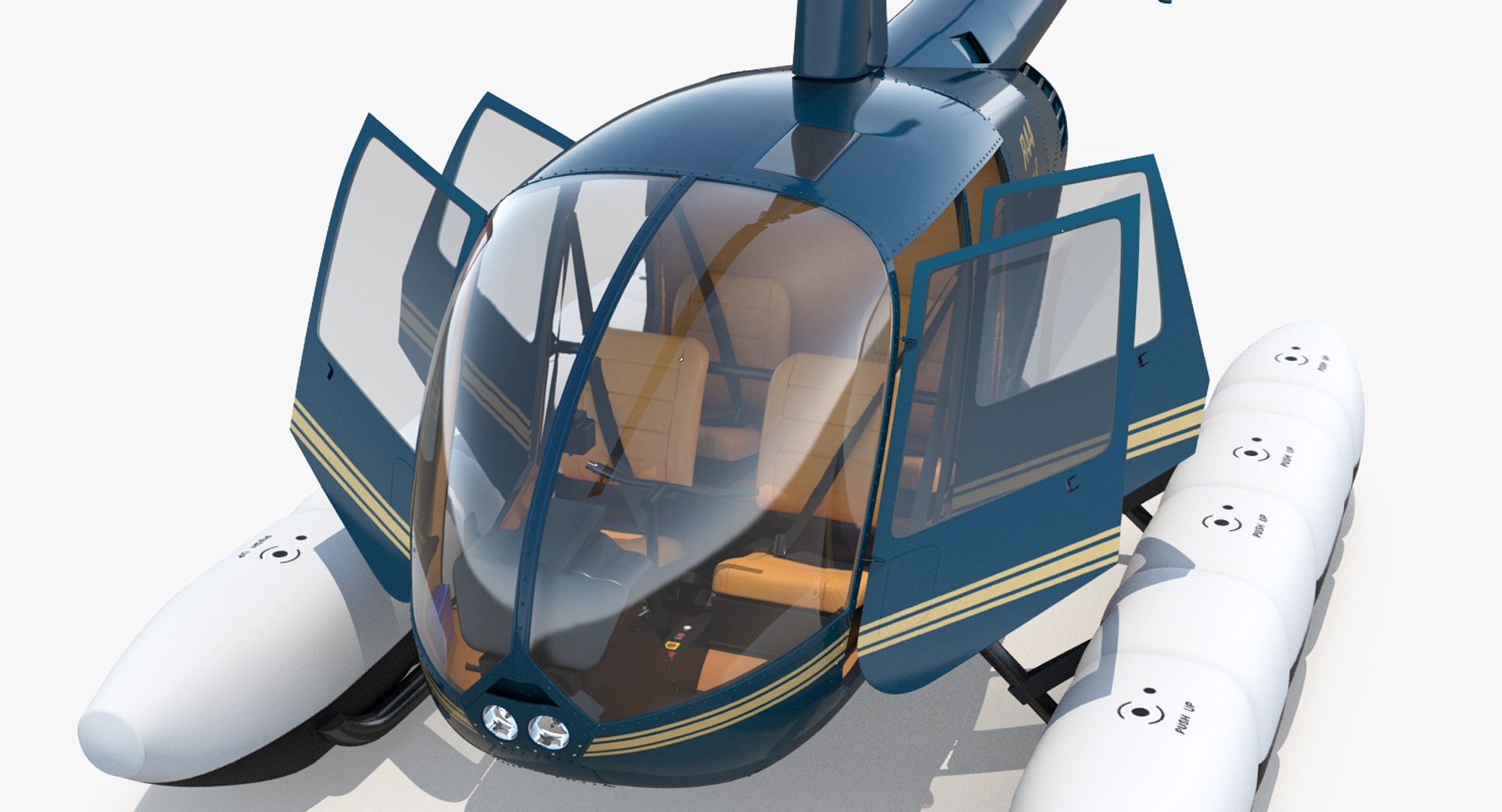 Helicopter Robinson R44 Floats 3d Model