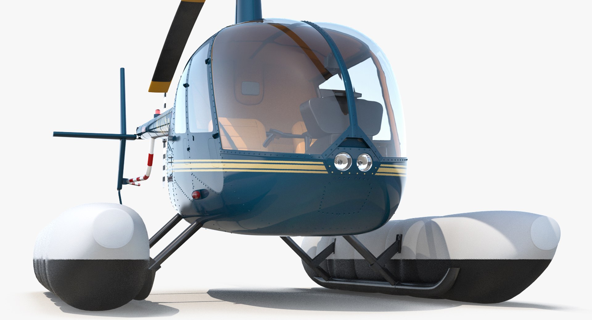 Helicopter Robinson R44 Floats 3d Model