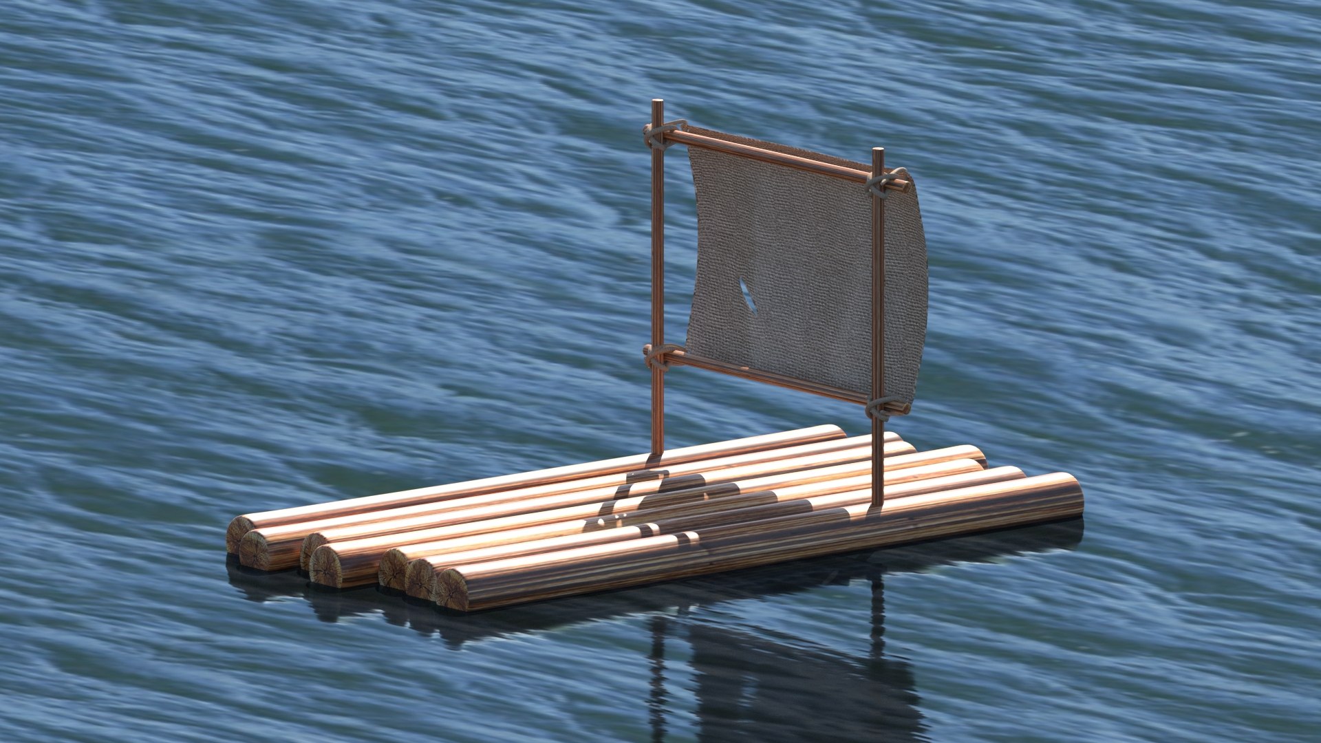 3D Wooden Raft - TurboSquid 1641940