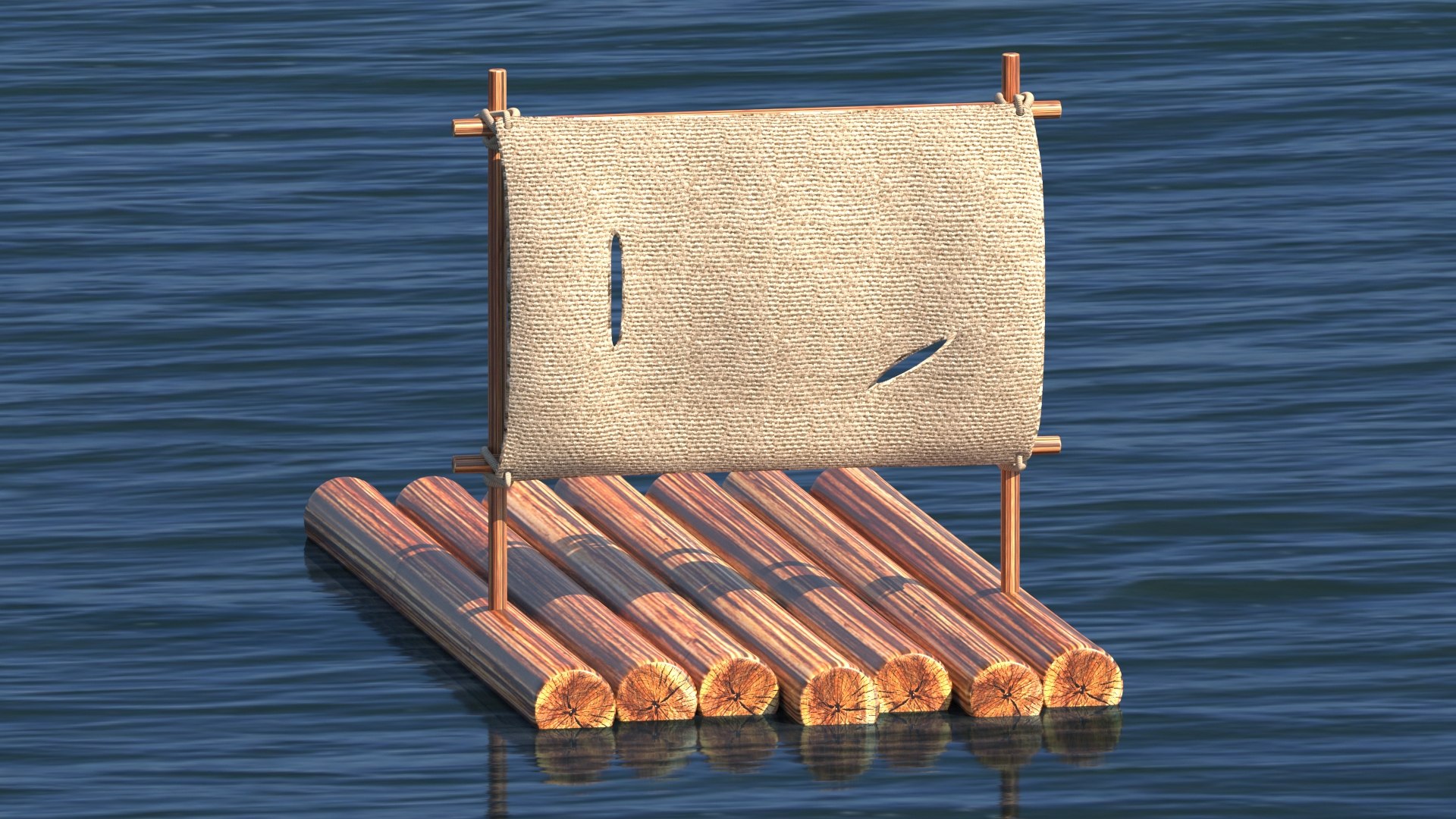 3D Wooden Raft - TurboSquid 1641940