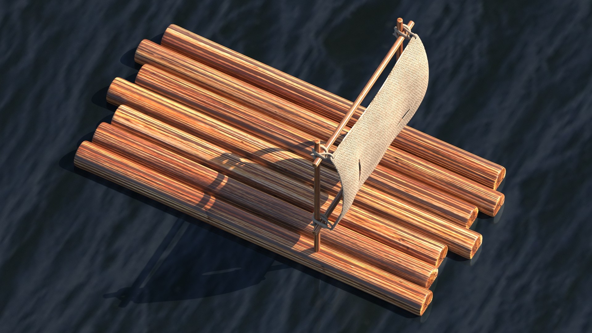 3D Wooden Raft - TurboSquid 1641940