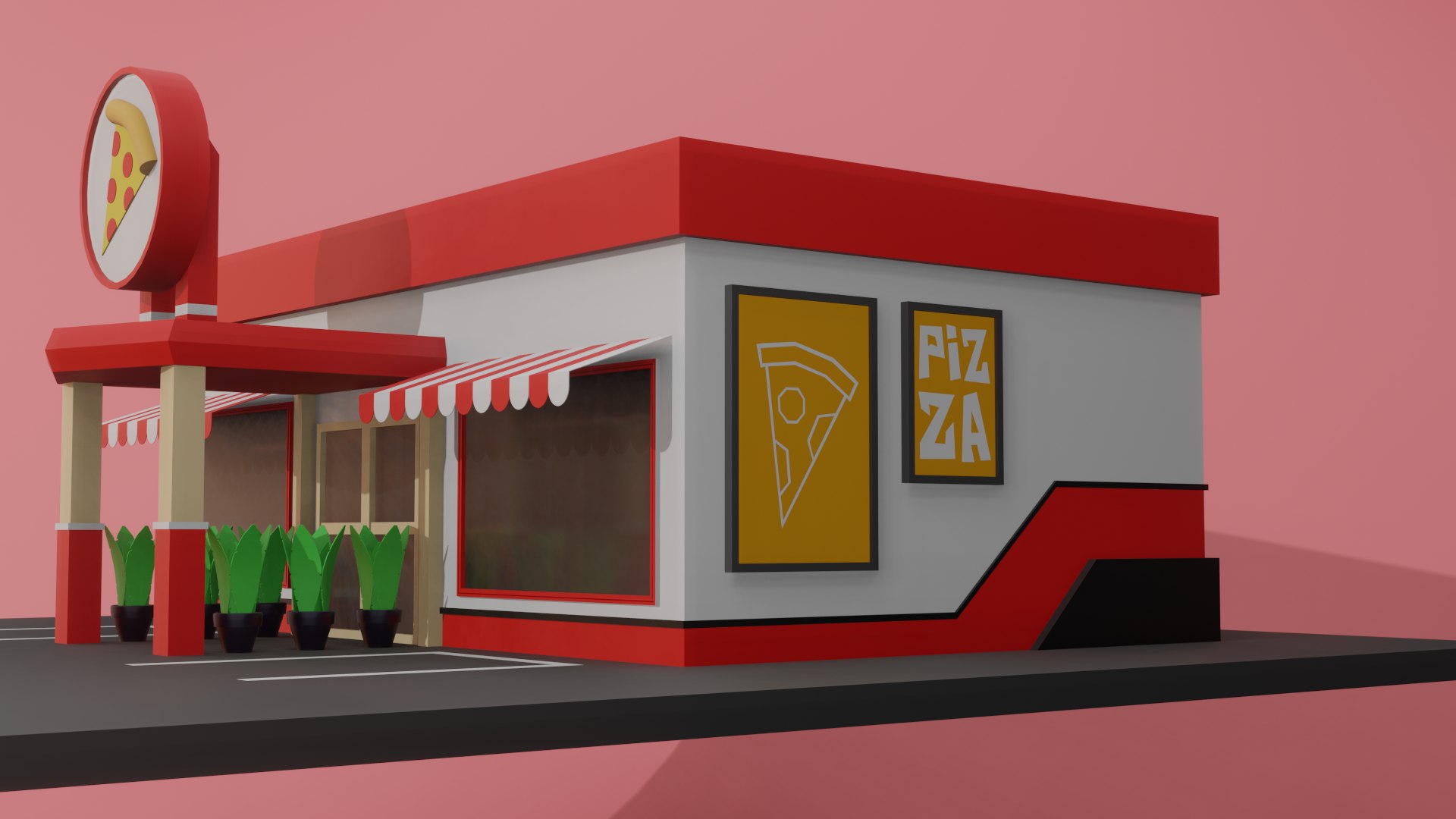 Low Poly Pizzeria-Pizza Place 3D - TurboSquid 2147507