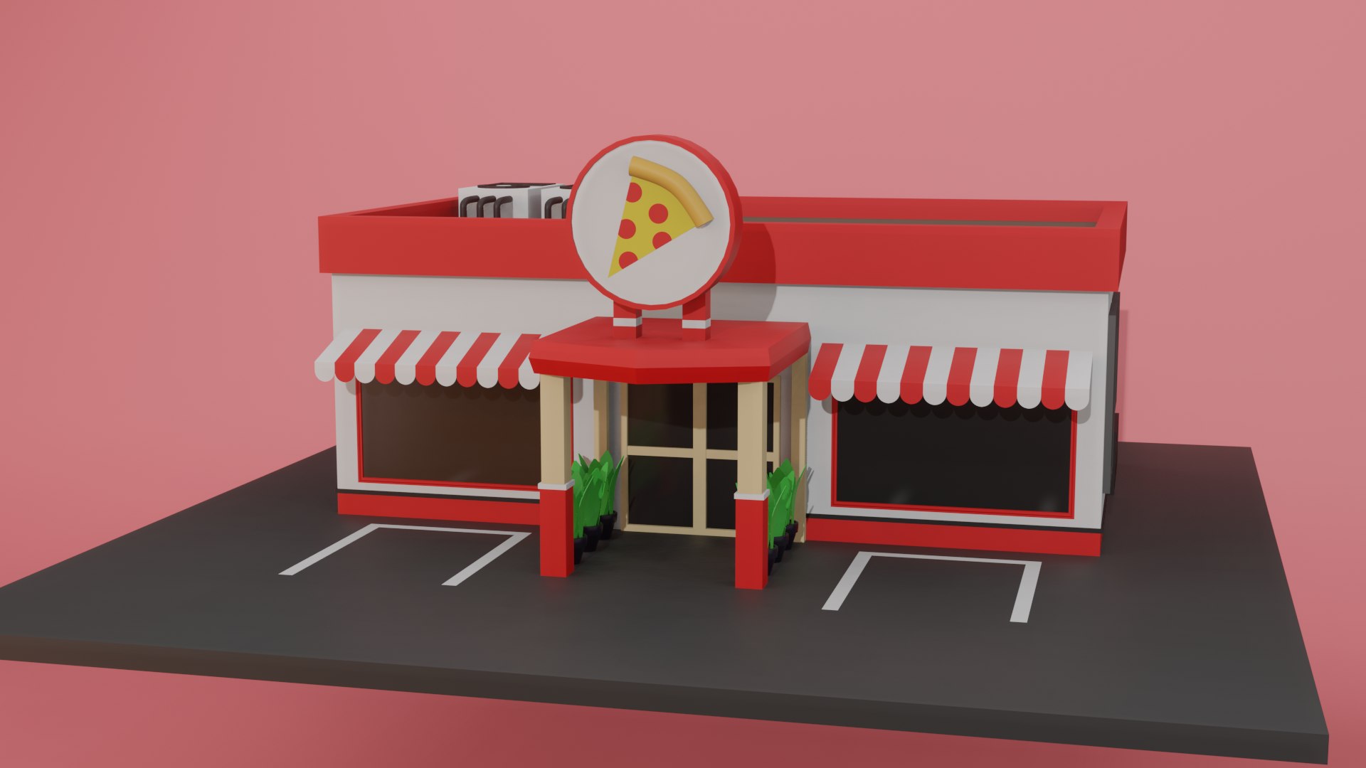 Low Poly Pizzeria-Pizza Place 3D - TurboSquid 2147507