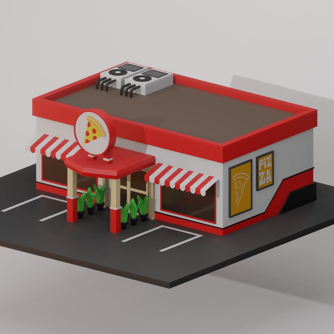 Low Poly Pizzeria-Pizza Place 3D - TurboSquid 2147507